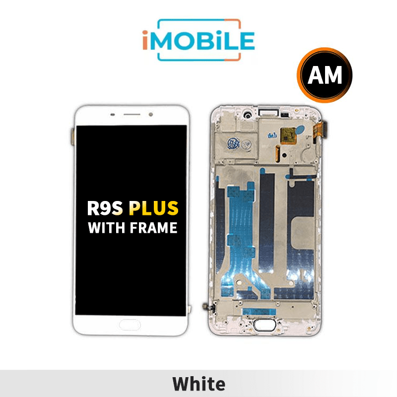 OPPO R9 Plus LCD and Touch Assembly [White with Frame] Aftermarket