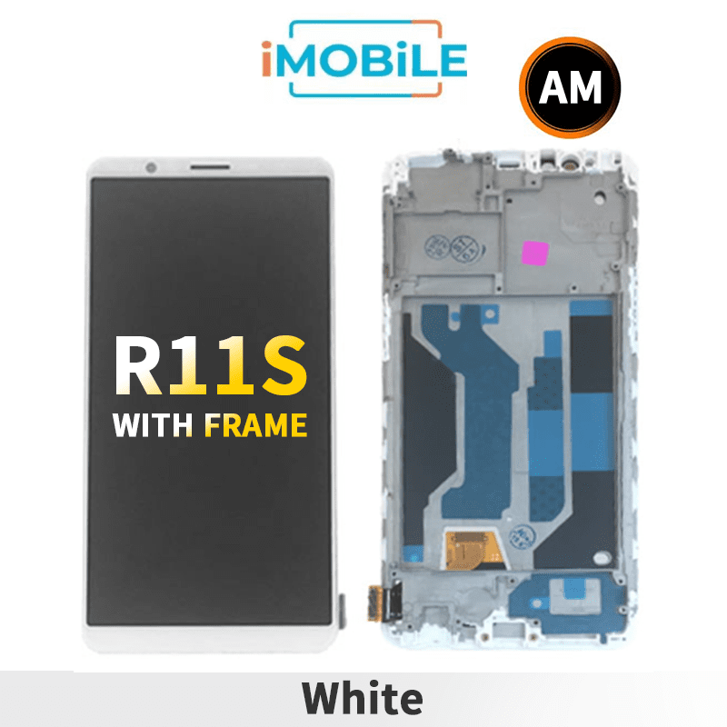 OPPO R11S Compatible LCD Touch Digitizer Screen [White with Frame ...