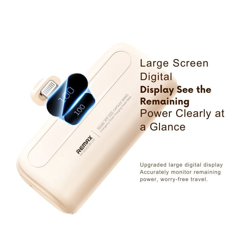 Remax RPP-633 Capsule Series Mini Power Bank with Lightning Port [5000 mAh]